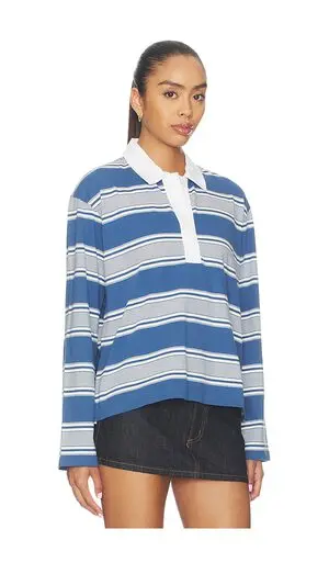 Rag & Bone Kelly Stripe Polo Long Sleeve In Multi