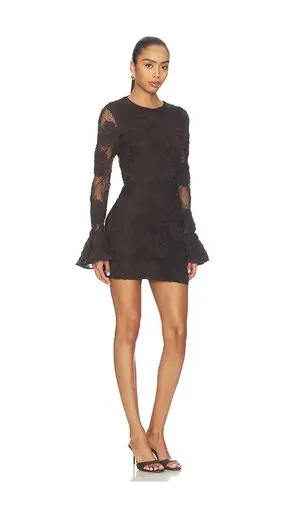 ROTATE BY BIRGER CHRISTENSEN 3d Flower Long Sleeve Mini Dress