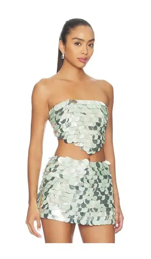 Retrofete Maeva Sequin Top In Green
