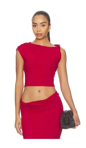 4TH & RECKLESS Sofi Jersey Knit Top In Red