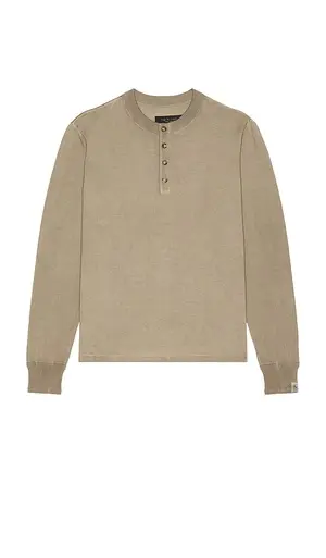 Rag & Bone Washed Supima Henley In Grey