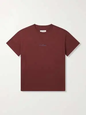 MAISON MARGIELA Logo-embroidered Cotton-jersey T-shirt - Red
