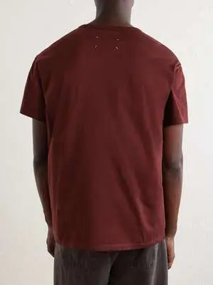 MAISON MARGIELA Logo-embroidered Cotton-jersey T-shirt - Red