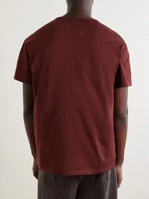 MAISON MARGIELA Logo-embroidered Cotton-jersey T-shirt - Red