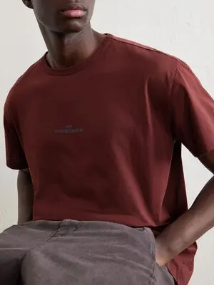 MAISON MARGIELA Logo-embroidered Cotton-jersey T-shirt - Red