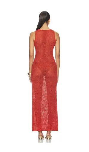 RUNAWAY THE LABEL Ariya Sleeveless Knit Maxi Dress In Rust