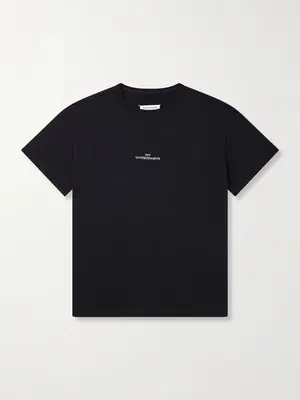 MAISON MARGIELA Logo-embroidered Cotton-jersey T-shirt - Black
