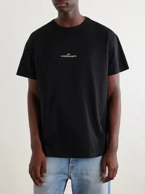 MAISON MARGIELA Logo-embroidered Cotton-jersey T-shirt - Black