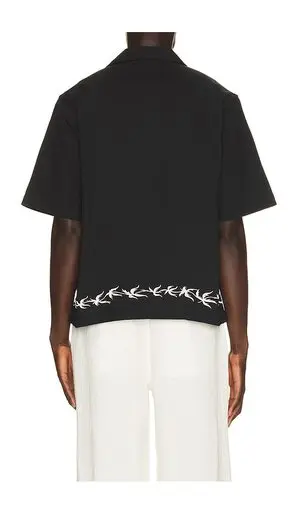 Commas Palm Embroidery Bowling Shirt