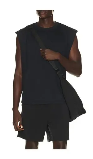 SKIMS Heavyweight Cotton Cropped Cutoff Tee In Black - Obsidian