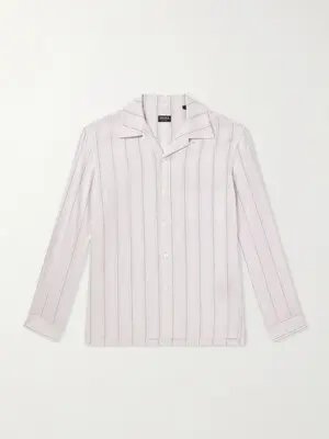 Zegna Striped Camp-collar Silk Shirt - Pink