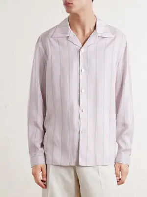 Zegna Striped Camp-collar Silk Shirt