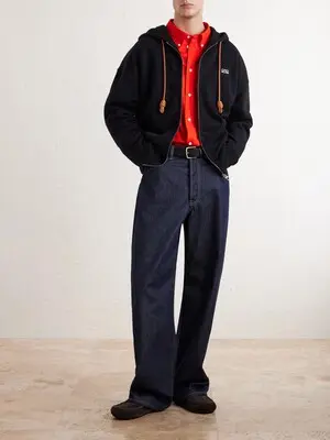 Loewe Anagram Embroidered Cotton-jersey Zip-up Hoodie