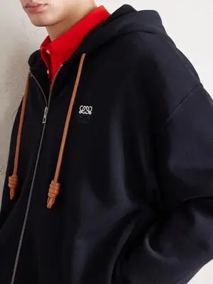 Loewe Anagram Embroidered Cotton-jersey Zip-up Hoodie