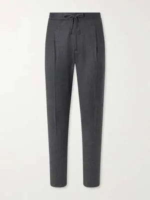 LARDINI Straight-leg Wool And Cashmere-blend Flannel Trousers - Gray