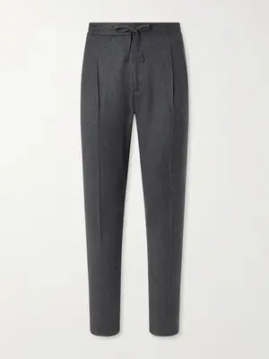 LARDINI Wool And Cashmere-blend Flannel Trousers - Gray