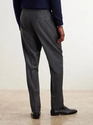 LARDINI Straight-leg Wool And Cashmere-blend Flannel Trousers - Gray