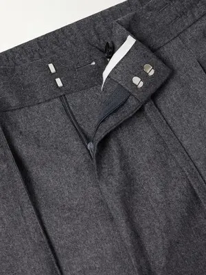 LARDINI Straight-leg Wool And Cashmere-blend Flannel Trousers - Gray