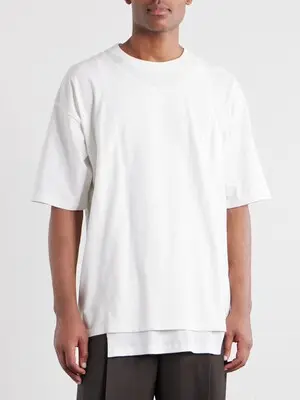 MAISON MARGIELA Layered Cotton-jersey T-shirt - Neutrals