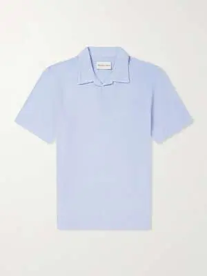 Frescobol Carioca Faustino Terry Cotton Blend Polo Shirts - Blue
