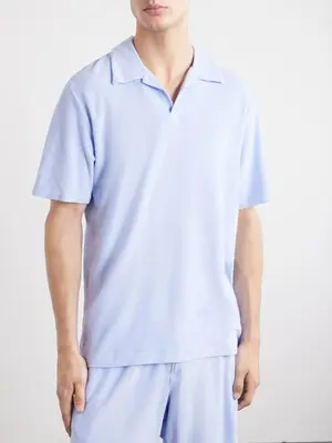 Frescobol Carioca Faustino Terry Cotton Blend Polo Shirts - Blue