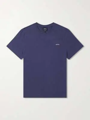 A.p.c. Oliver Logo-embroidered Cotton-jersey T-shirt - Blue
