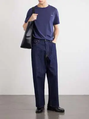 A.p.c. Oliver Logo-embroidered Cotton-jersey T-shirt