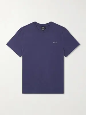 A.p.c. Oliver Logo-embroidered Cotton-jersey T-shirt - Blue