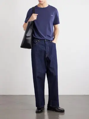 A.p.c. Logo Embroidered Cotton Jersey T-shirt - Blue