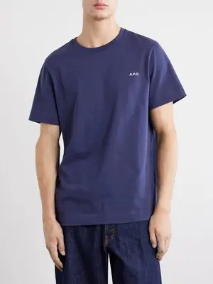 A.p.c. Logo Embroidered Cotton Jersey T-shirt - Blue