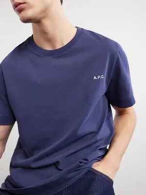 A.p.c. Logo Embroidered Cotton Jersey T-shirt - Blue