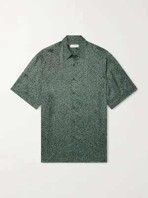 Dries Van Noten Camp-collar Printed Satin Shirt - Green