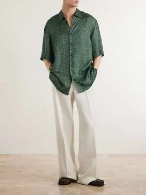 Dries Van Noten Camp-collar Printed Satin Shirt