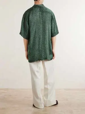 Dries Van Noten Camp-collar Printed Satin Shirt