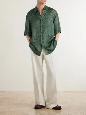 Dries Van Noten Camp-collar Printed Satin Shirt