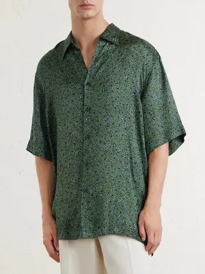 Dries Van Noten Camp-collar Printed Satin Shirt