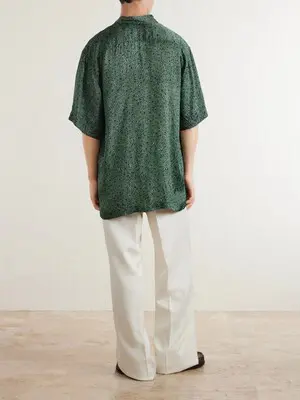 Dries Van Noten Camp-collar Printed Satin Shirt