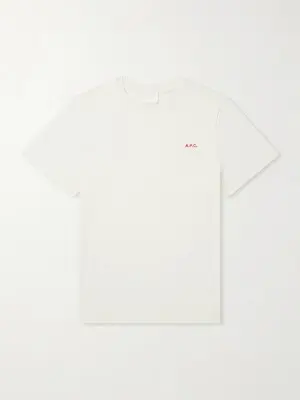 A.p.c. Oliver Logo-embroidered Cotton-jersey T-shirt - Neutrals