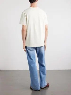 A.p.c. Logo-embroidered Cotton-jersey T-shirt - Neutrals