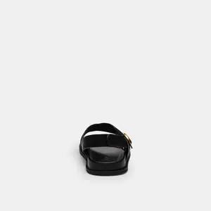 COACH Sculpted C Criss Cross Sandals - Black