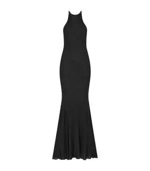 TOM FORD Rib-knit Micro Sequin Halterneck Maxi Dress