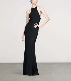 TOM FORD Rib-knit Micro Sequin Halterneck Maxi Dress