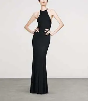 TOM FORD Rib-knit Micro Sequin Halterneck Maxi Dress