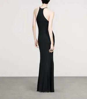 TOM FORD Rib-knit Micro Sequin Halterneck Maxi Dress
