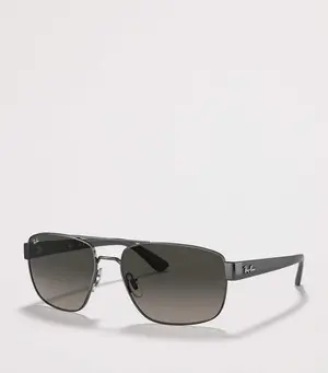 Ray-ban Metal Irregular Rectangle Sunglasses - Grey
