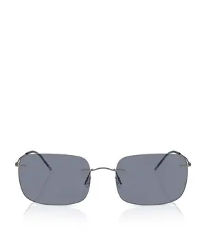 Giorgio Armani Pillow Rectangle Rimless Sunglasses - Grey
