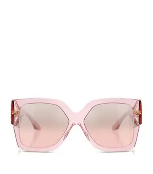 Versace Crystal-embellished Rectangle Sunglasses - Pink
