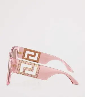 Versace Crystal-embellished Rectangle Sunglasses