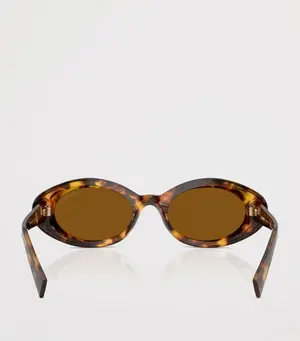 Miu Miu Oval Tortoiseshell Wrap-around Sunglasses - Brown