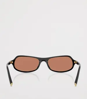 Miu Miu Irregular Oval Sunglasses With Logo Accents